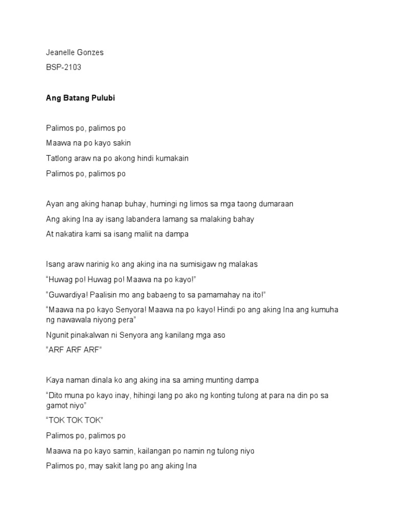 Batang Pulubi Script | PDF