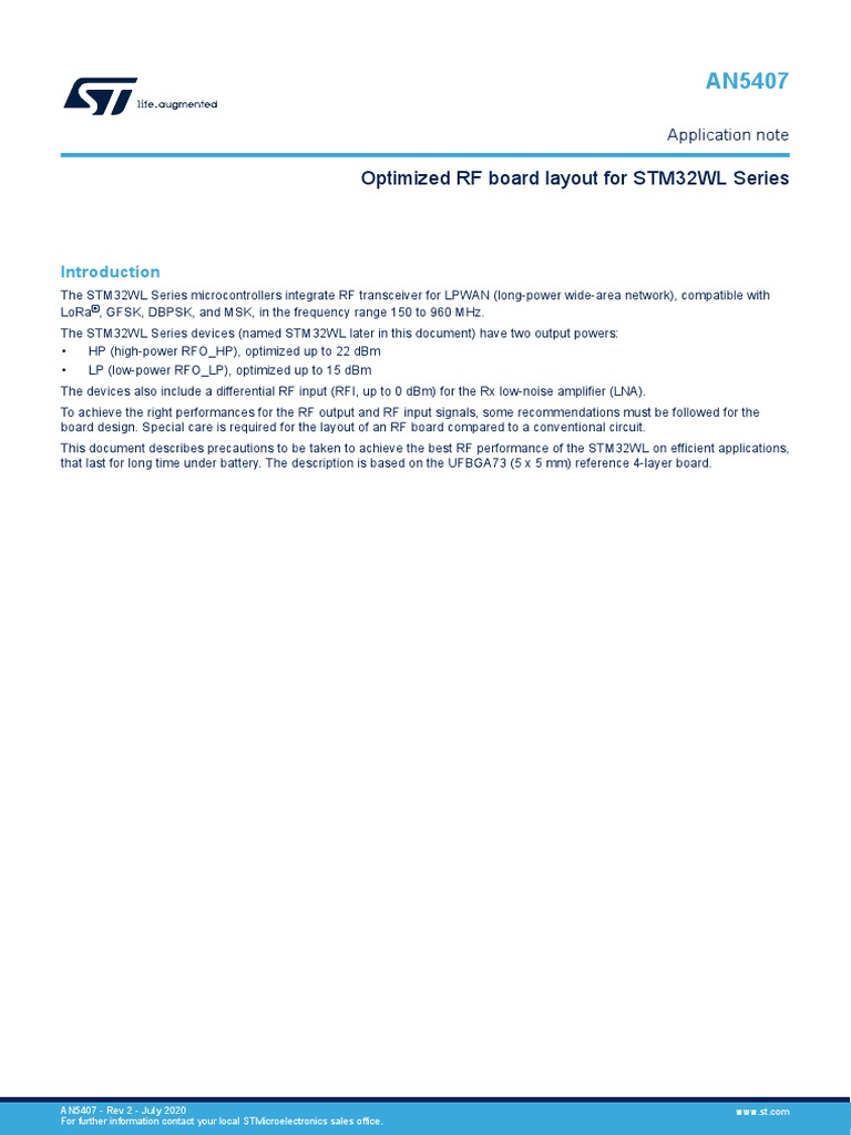 RF - PCB - Design - An5407 Optimized RF Board Layout For stm32wl Series Stmicroelectronics | PDF ...