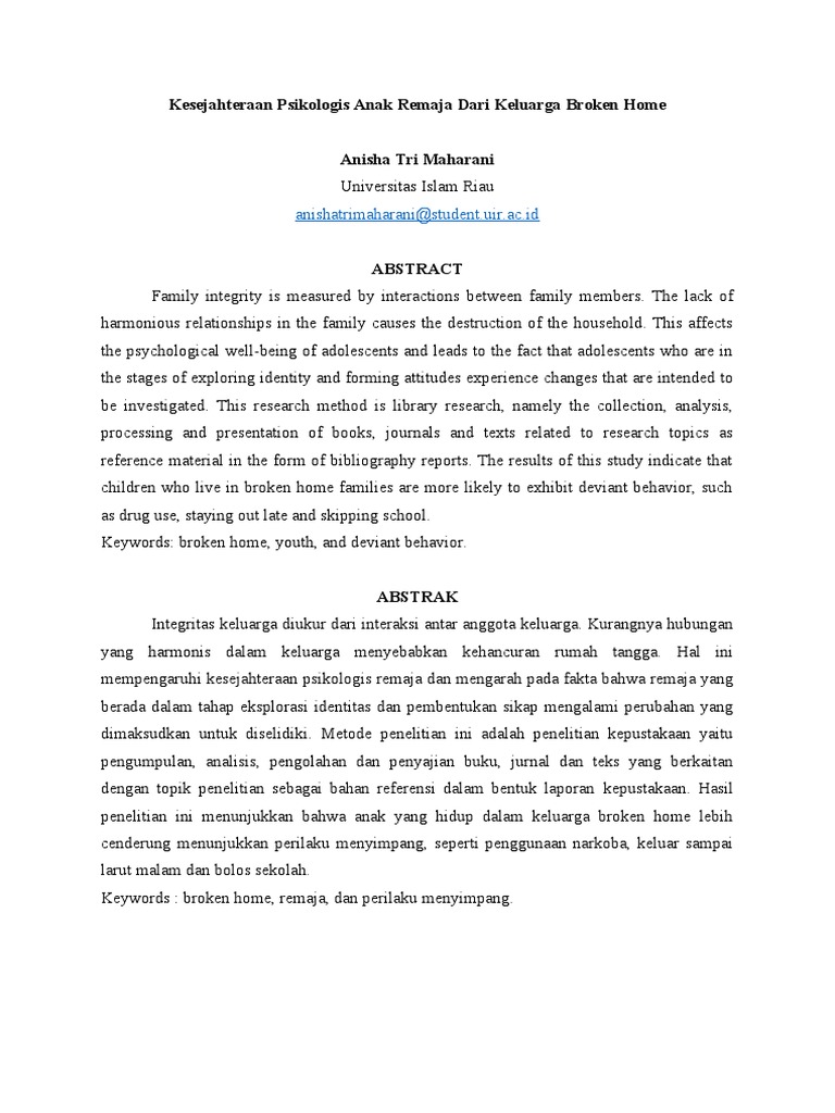 3B - Sudah Turnitin - Anisha Tri Maharani - 216310480 - Kesejahteraan Psikologis Anak Remaja ...
