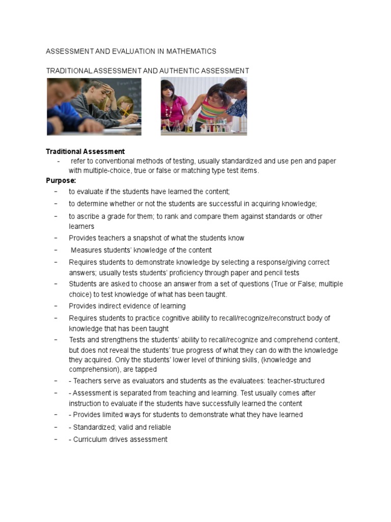 Traditional Assessment | PDF | Educational Assessment | Learning