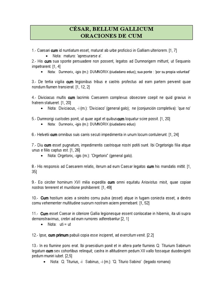 César, Bellum Gallicum, Oraciones de Cum | PDF