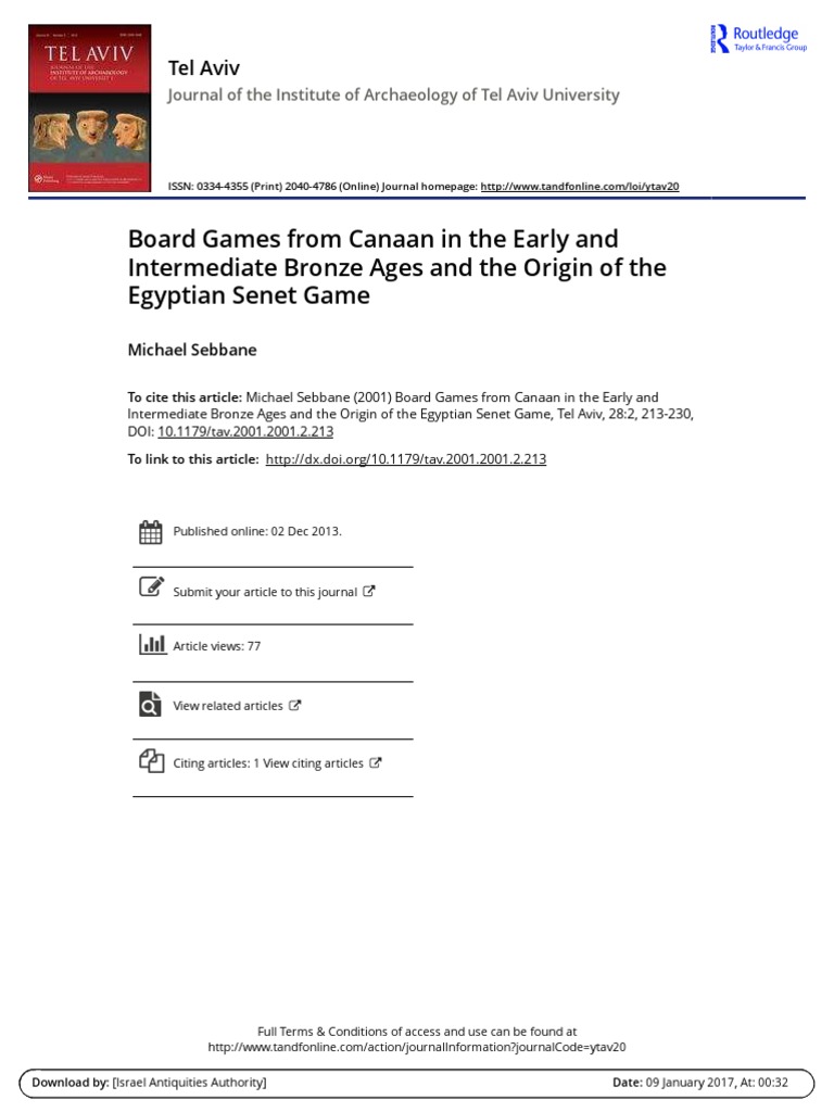 Sebbane M 2001 Board Games From Canaan I | PDF | Ancient Egypt | Canaan