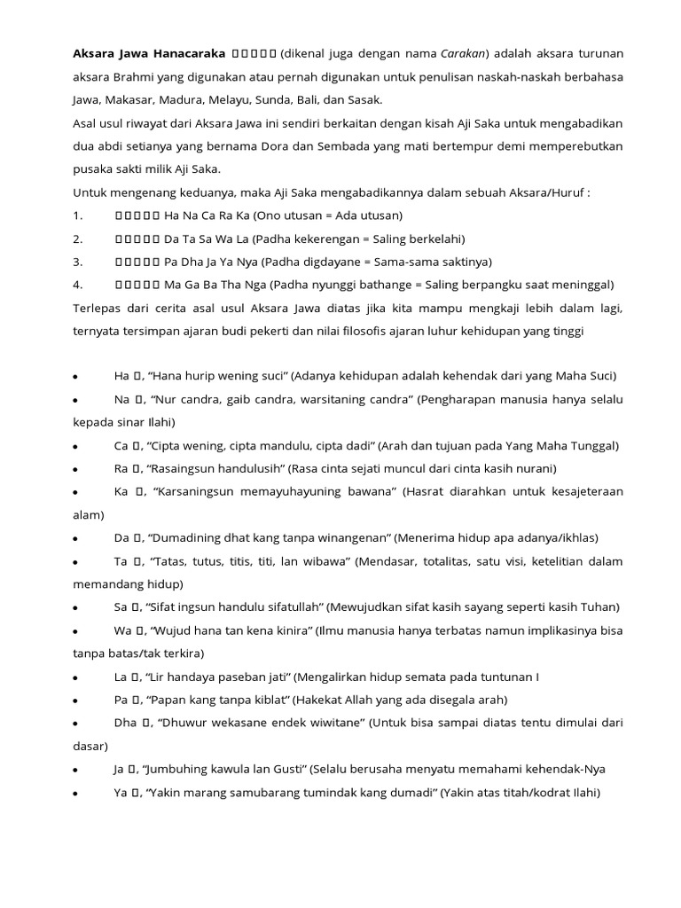 Aksara Jawa Hanacaraka | PDF