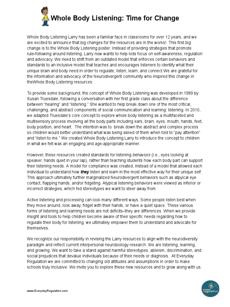 Whole Body Listening Poster | PDF | Cognition | Psychology