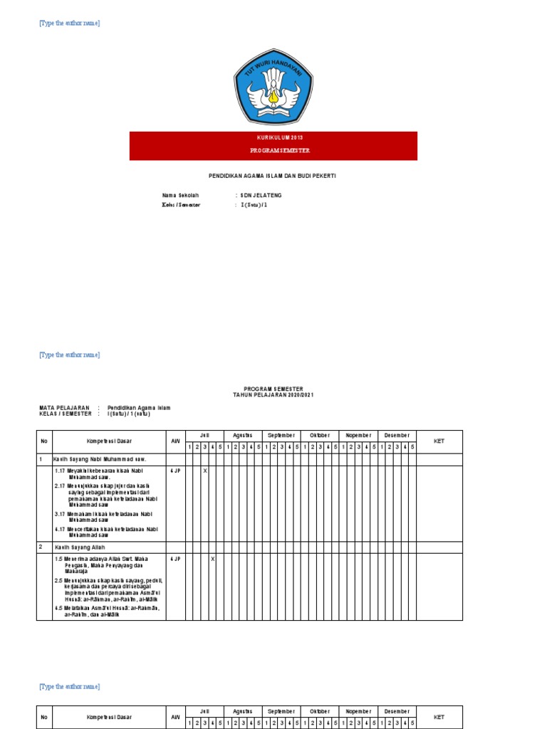 Promes Kelas 1 | PDF