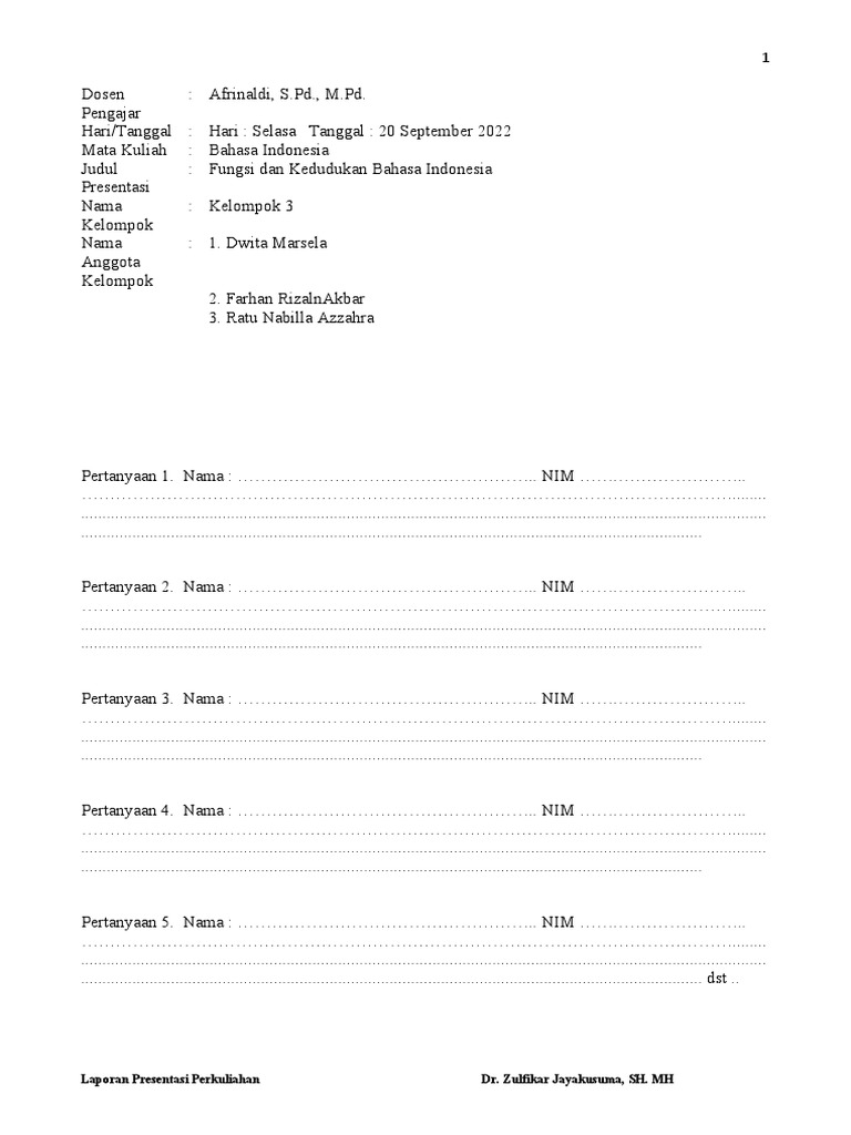 Laporan Notulensi Bahasa Indonesia Kel. 3 | PDF