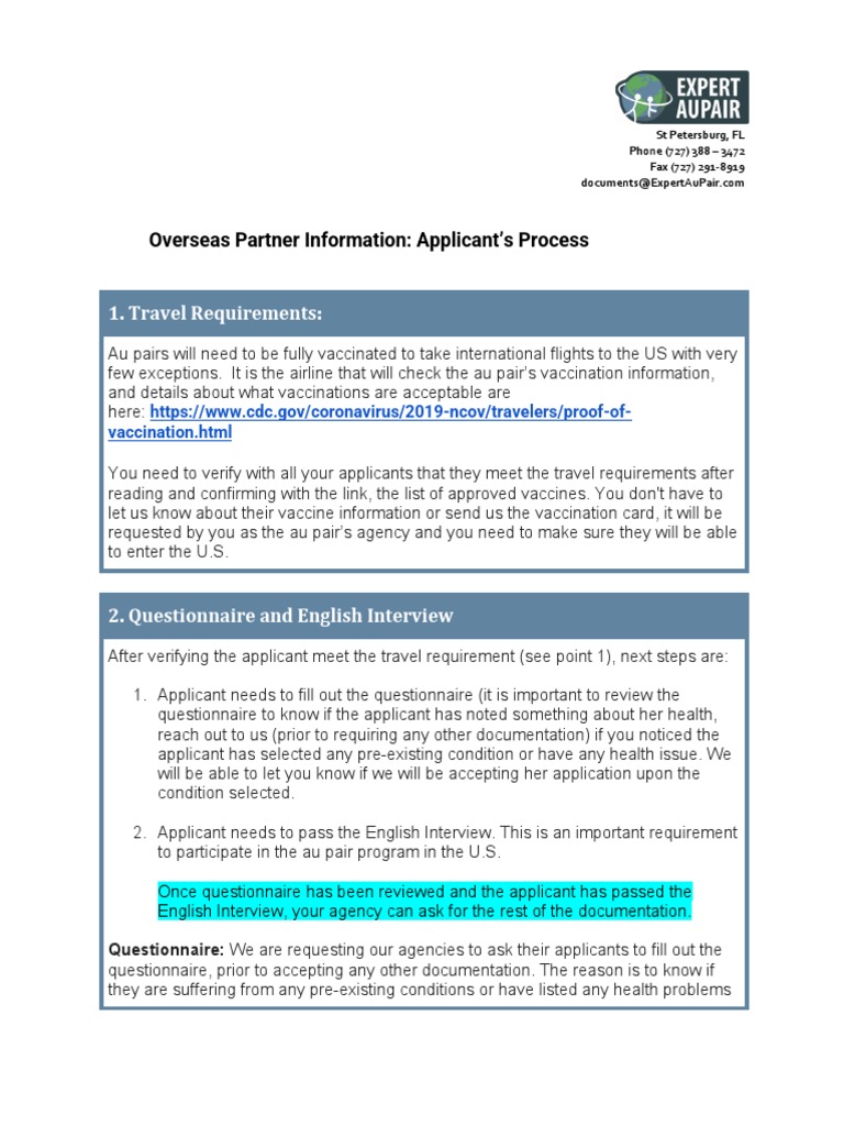 Expert AuPair Overseas Partner Applicant Process | PDF