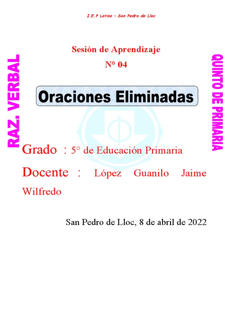 Sesión 4 - Oraciones Eliminadas | PDF | Diente