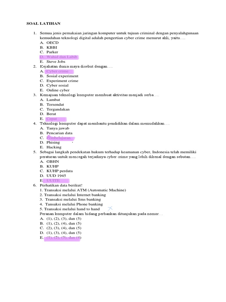 Latihan Soal Informatika Pdf Komputer