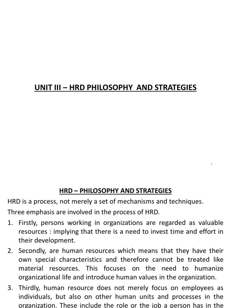 Unit - III HRD Philosophy & Strategies | PDF | Performance Appraisal ...