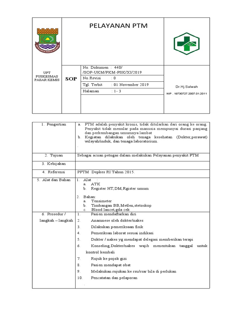 SOP Pelayanan PTM | PDF