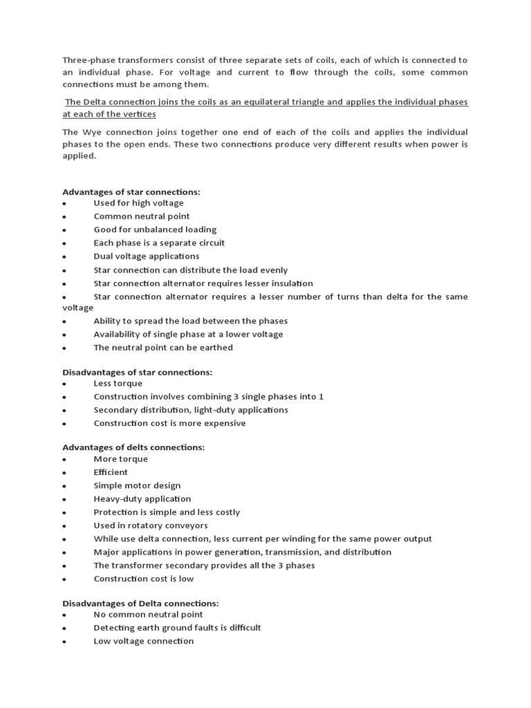 Advantages of Star Connections | PDF