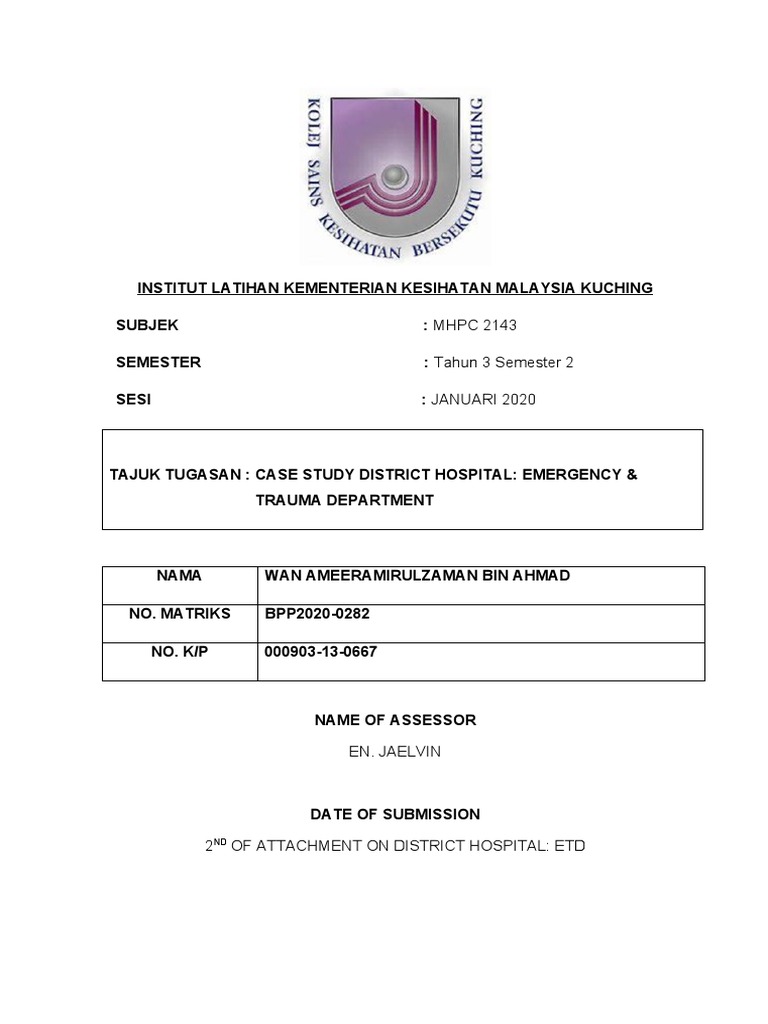Case Study District Hospital - Etd | PDF | Pneumonia | Streptococcus