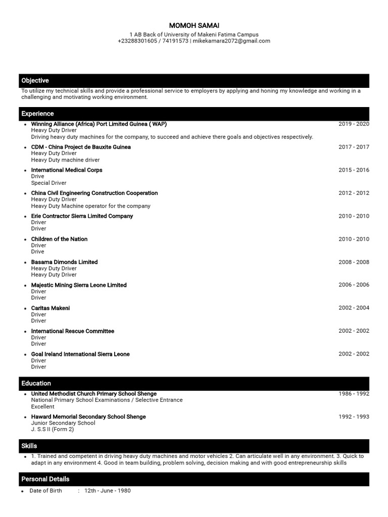 CV 2022072209131719 | PDF | Sierra Leone