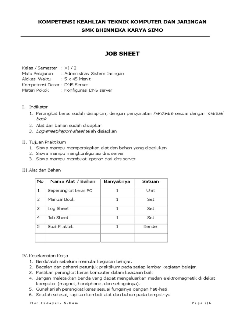 Jobheet DNS Server | PDF