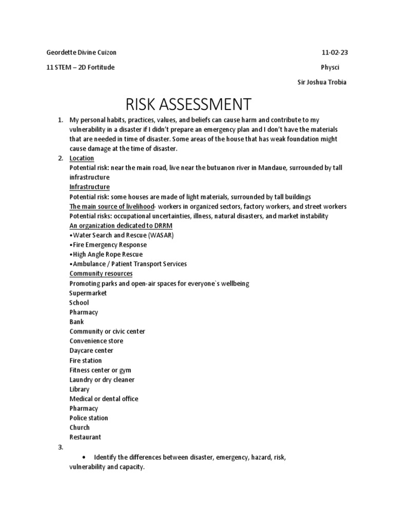 Risk Assessment | PDF