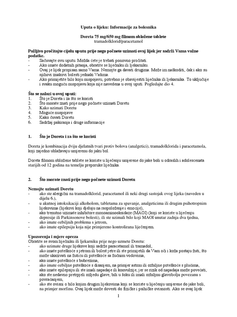 Doreta 75 MG 650 MG PIL | PDF