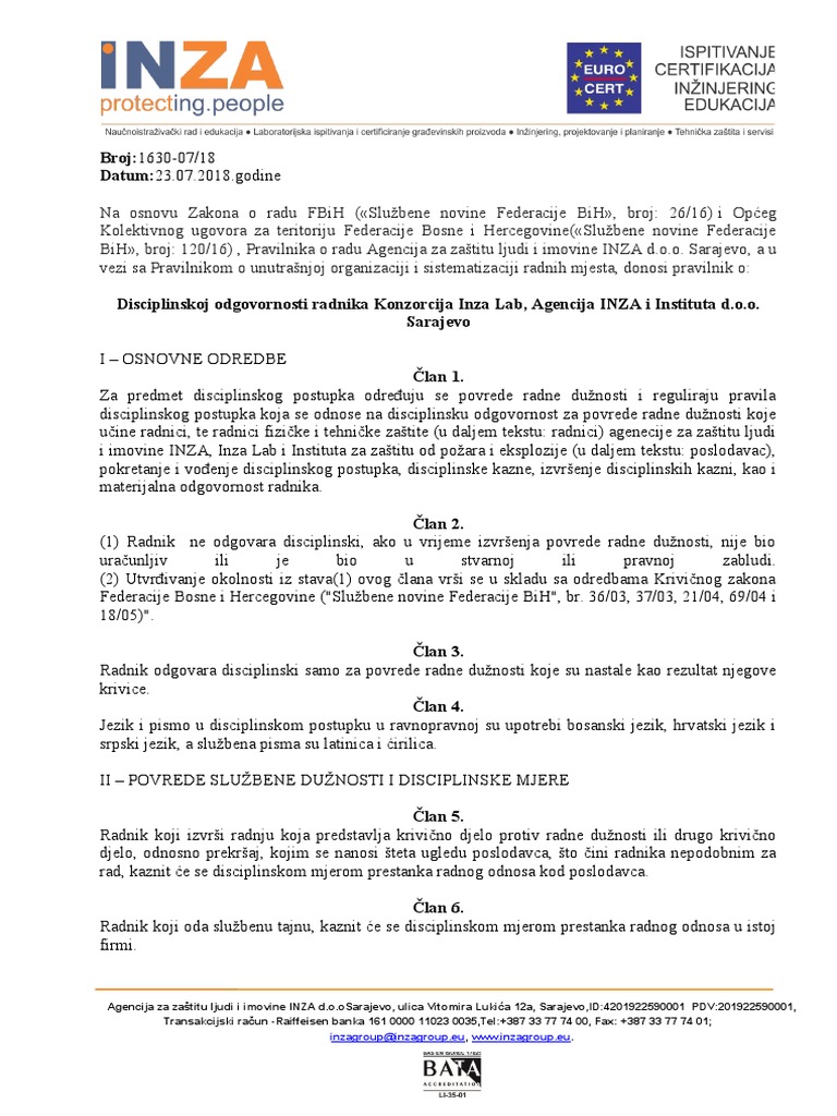 Pravilnik o Disciplinskom Postupku | PDF