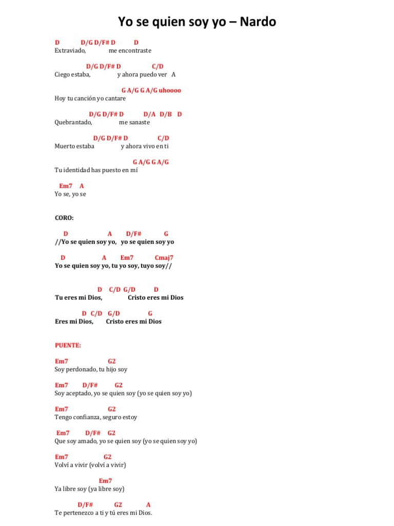 Yo Se Quien Soy Yo - NARDO | PDF