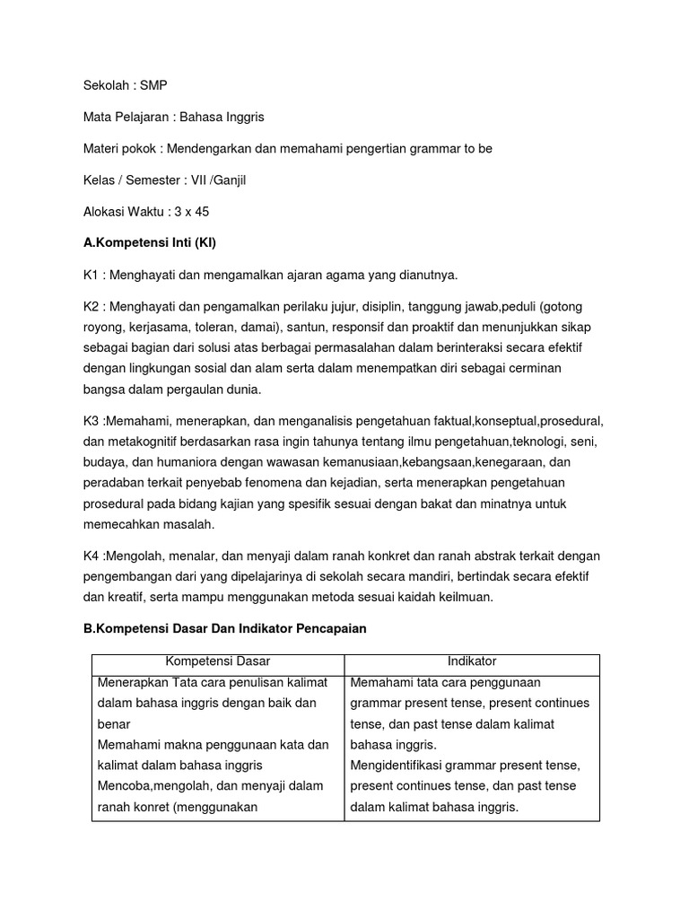 Uas Lesson Plan Teacching Lesson Tense | PDF