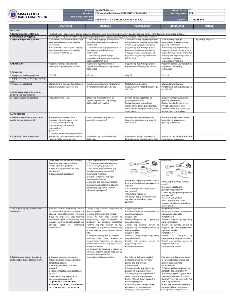 DLL - Epp 5 - Q3 - W3 | PDF