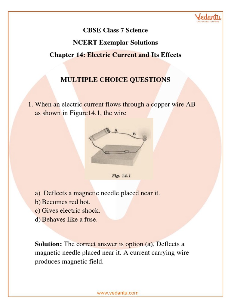 NCERT Exemplar Class 7 Science Solutions Chapter 14 Electric Current ...