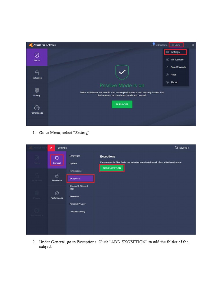Create Exception For Avast | PDF