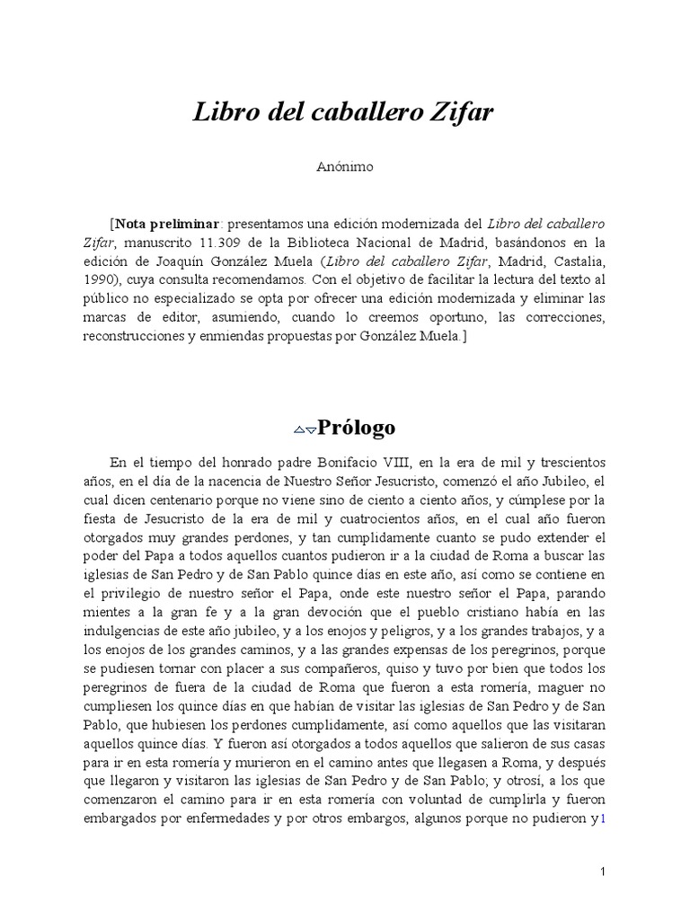 Libro Del Caballero Zifar | PDF | Caballero | Papa
