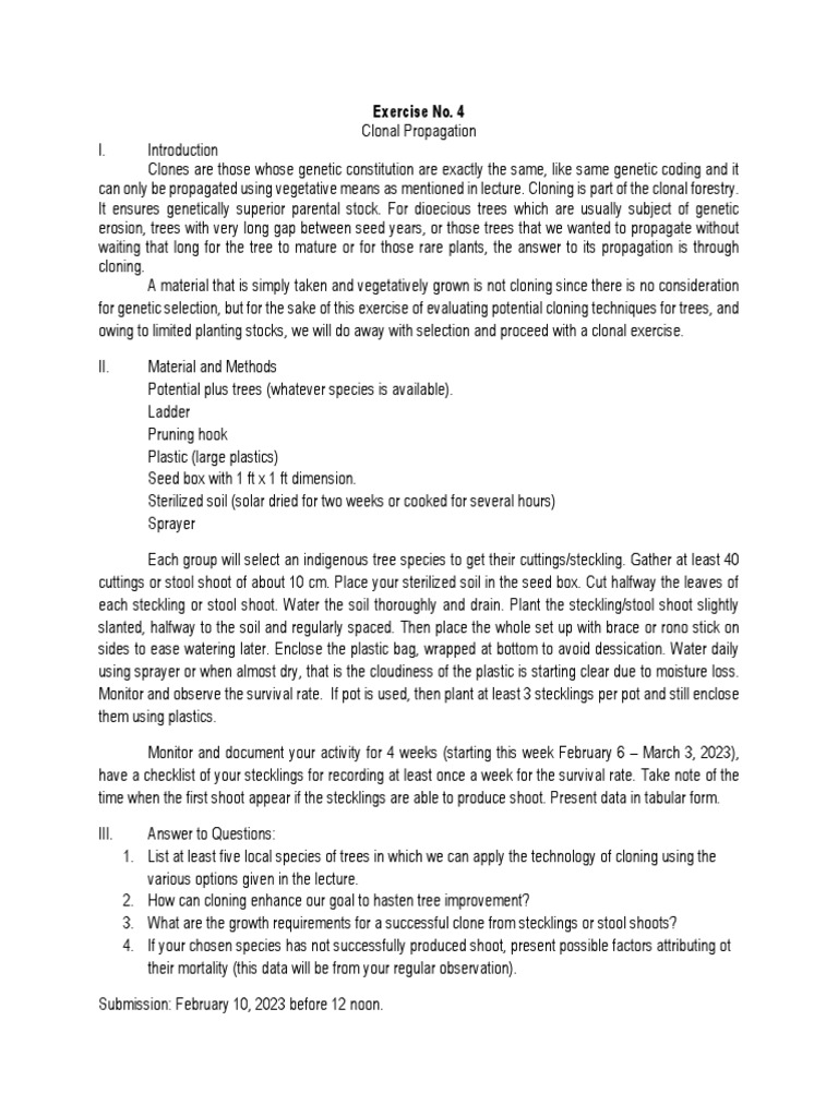 Clonal Propagation Techniques for Trees | PDF | Trees | Organisms