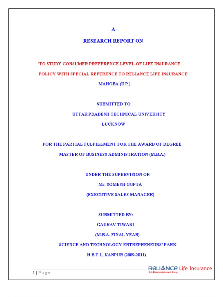 Reliance Life Insurance | PDF | Insurance | Life Insurance