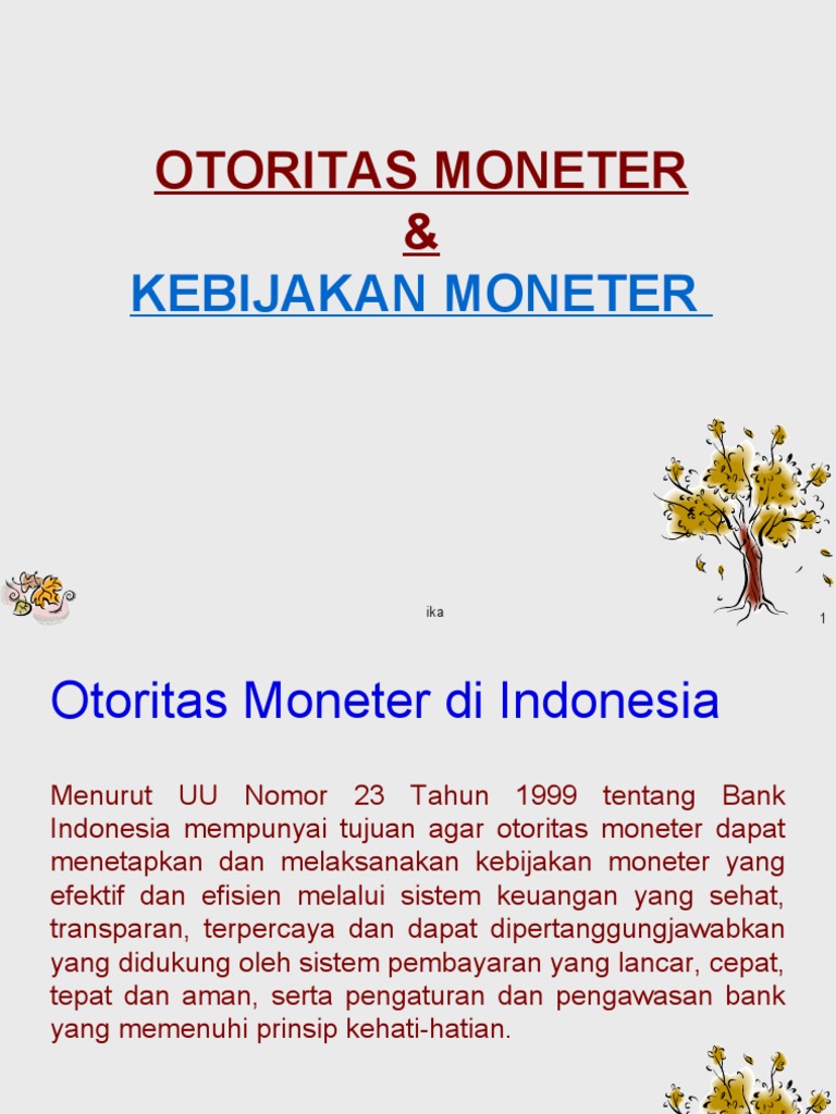 Otoritas Moneter Dan Kebijakan Moneter | PDF
