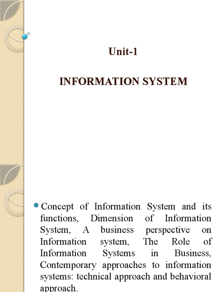 MIS-Unit 1 | PDF | Information System | Information