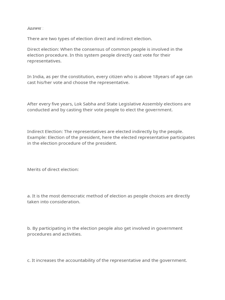 Answer | PDF | Elections | Voting