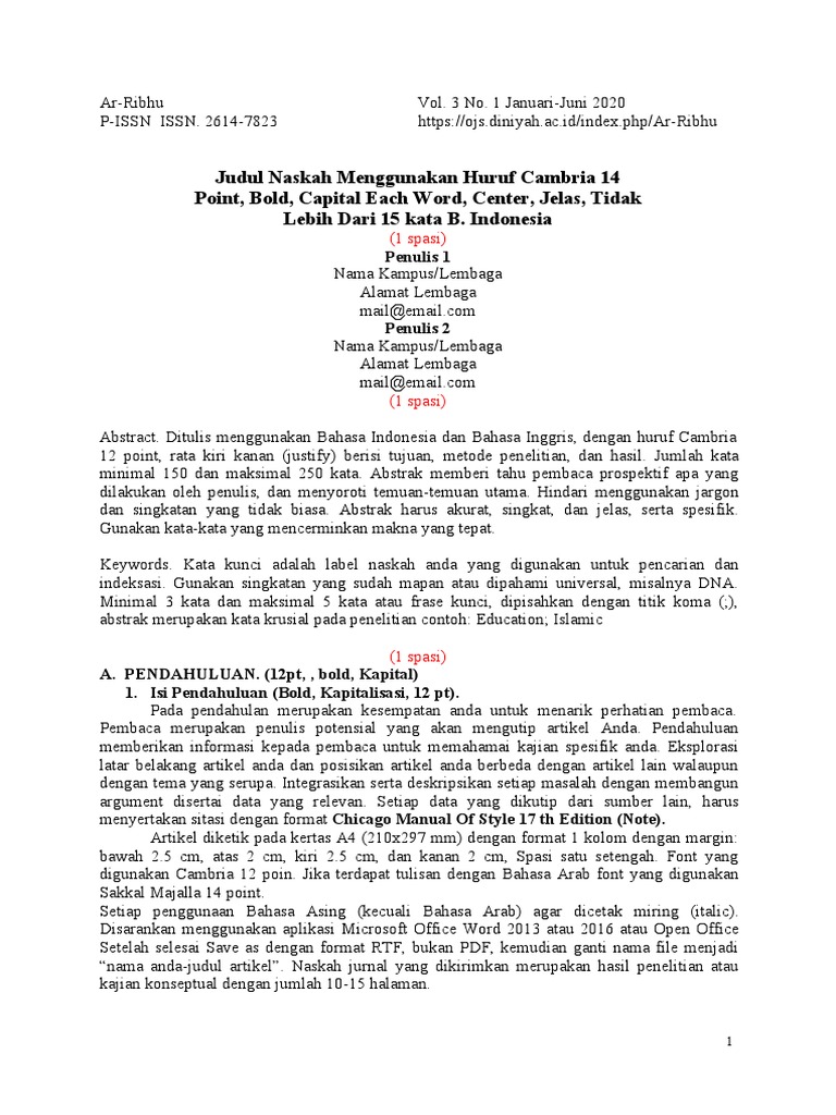 Template Jurnal Ekonomi Syariah STAI Diniyah Pekanbaru (Update 2022) | PDF