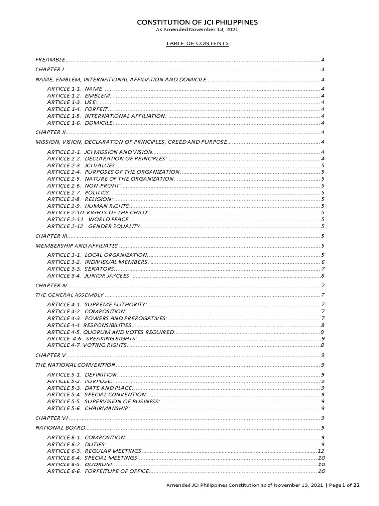 2021 Amended JCI Philippines Constitution | PDF | Voting | Electronic Voting