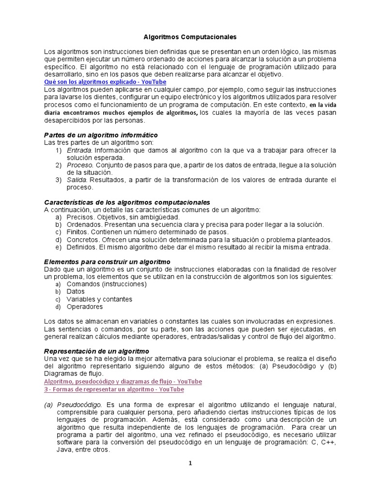Algoritmos Computacionales Pdf Algoritmos Lenguaje De Programación