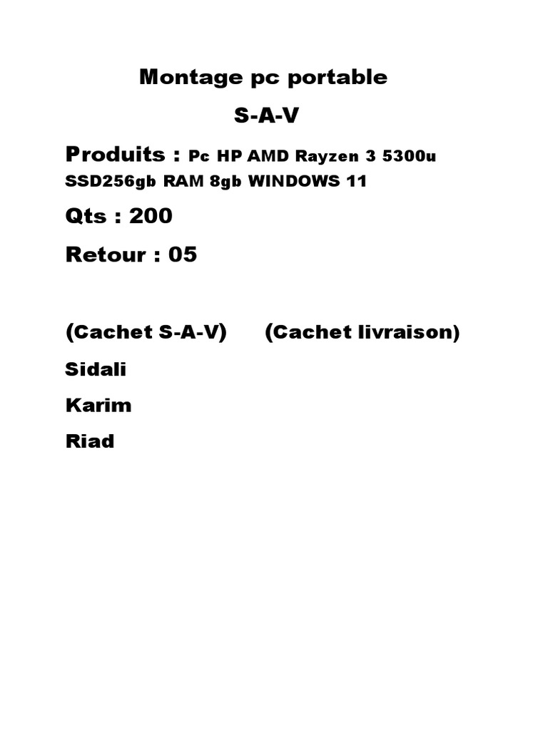Montage PC Portable | PDF