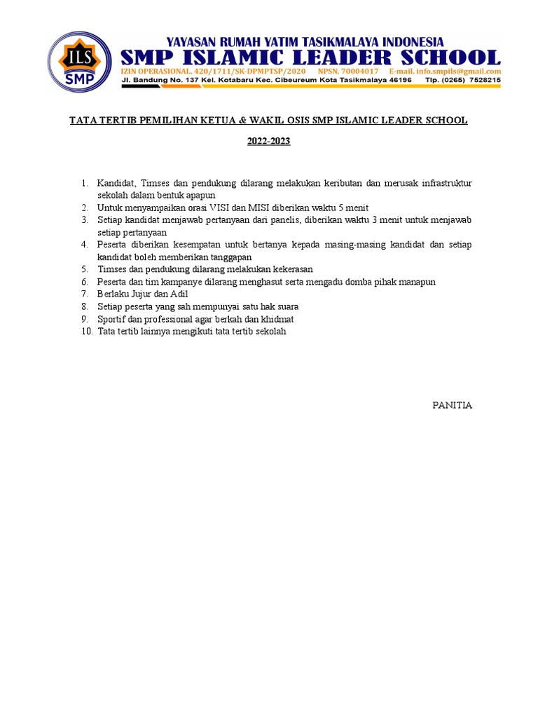 Tata Tertib Pemilihan Ketua Osis | PDF Tata Tertib Pemilihan Ketua Osis | PDF