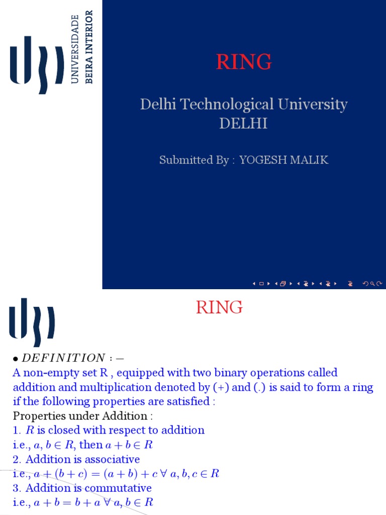 Mathematical Rings | PDF | Ring (Mathematics) | Multiplication