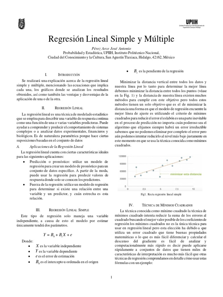 Regresión Lineal Simple y Multiple | PDF | Análisis de regresión | Regresión lineal