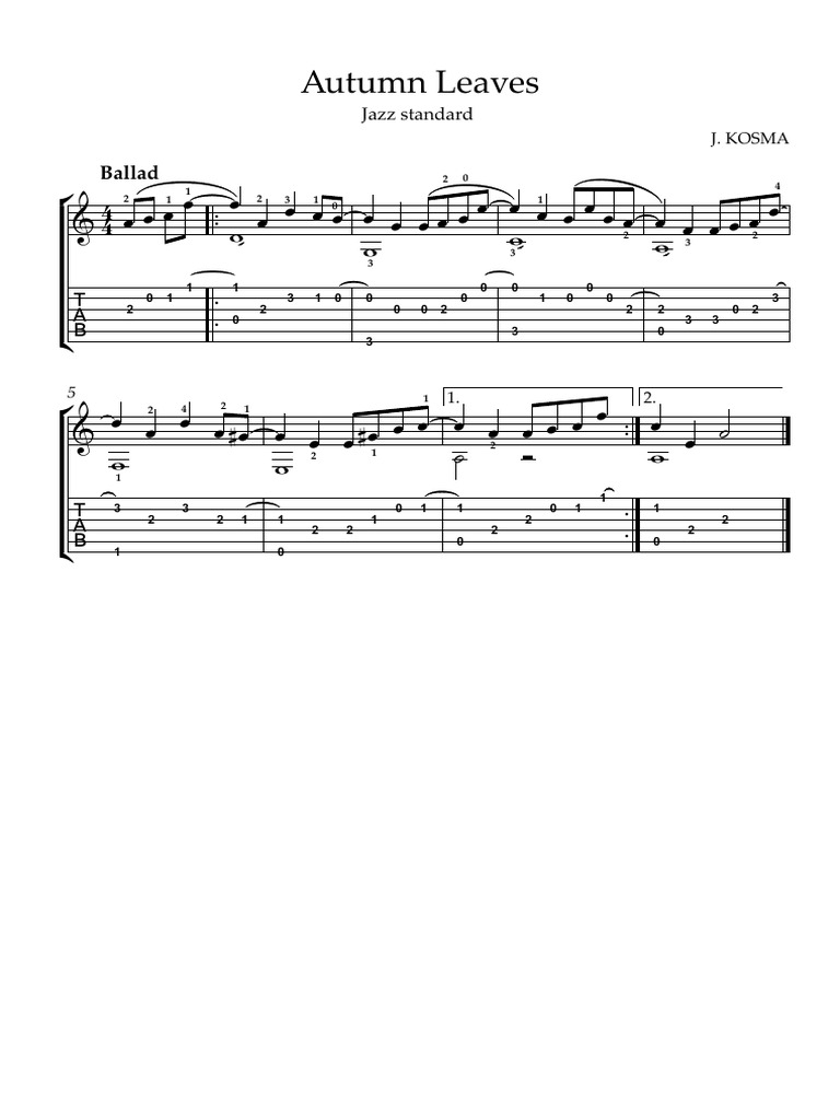 Autumn Leaves (Tab) | PDF