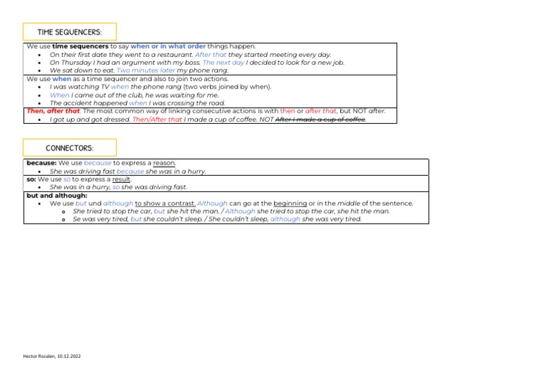 Using Time Sequencers Like Then, After That to Describe Order of Events ...
