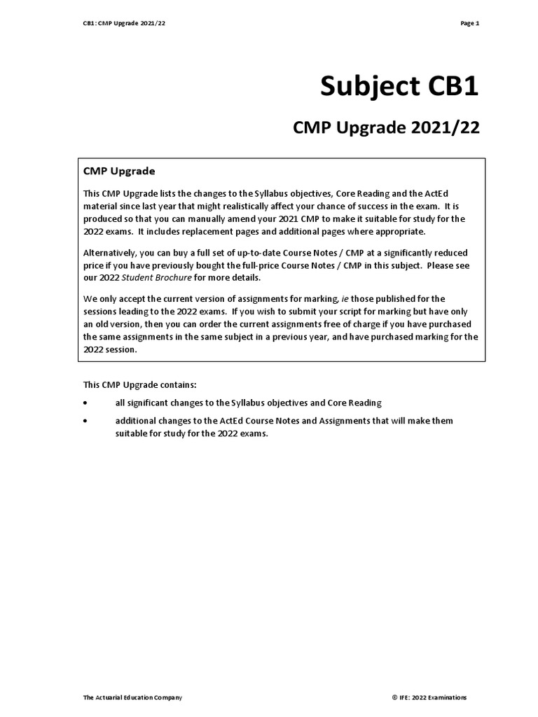 CB1 CMP Upgrade 2022 | PDF | Collateralized Debt Obligation | Capital Gains Tax