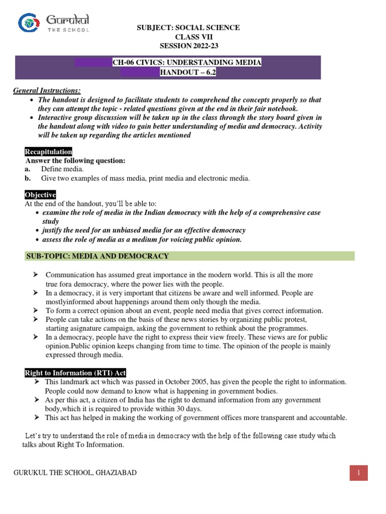SSC - 7 - C - CH6 - Ho6.2 - Understanding Media | PDF | Mass Media ...