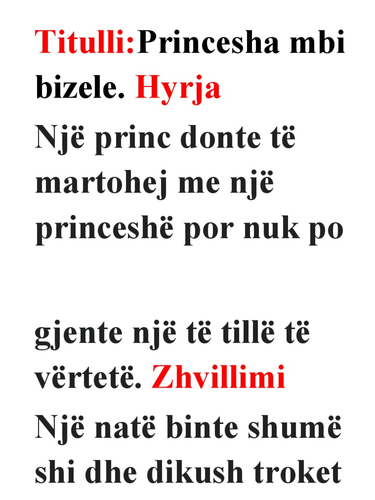 Titulli Princesha Mbi Bizele | PDF