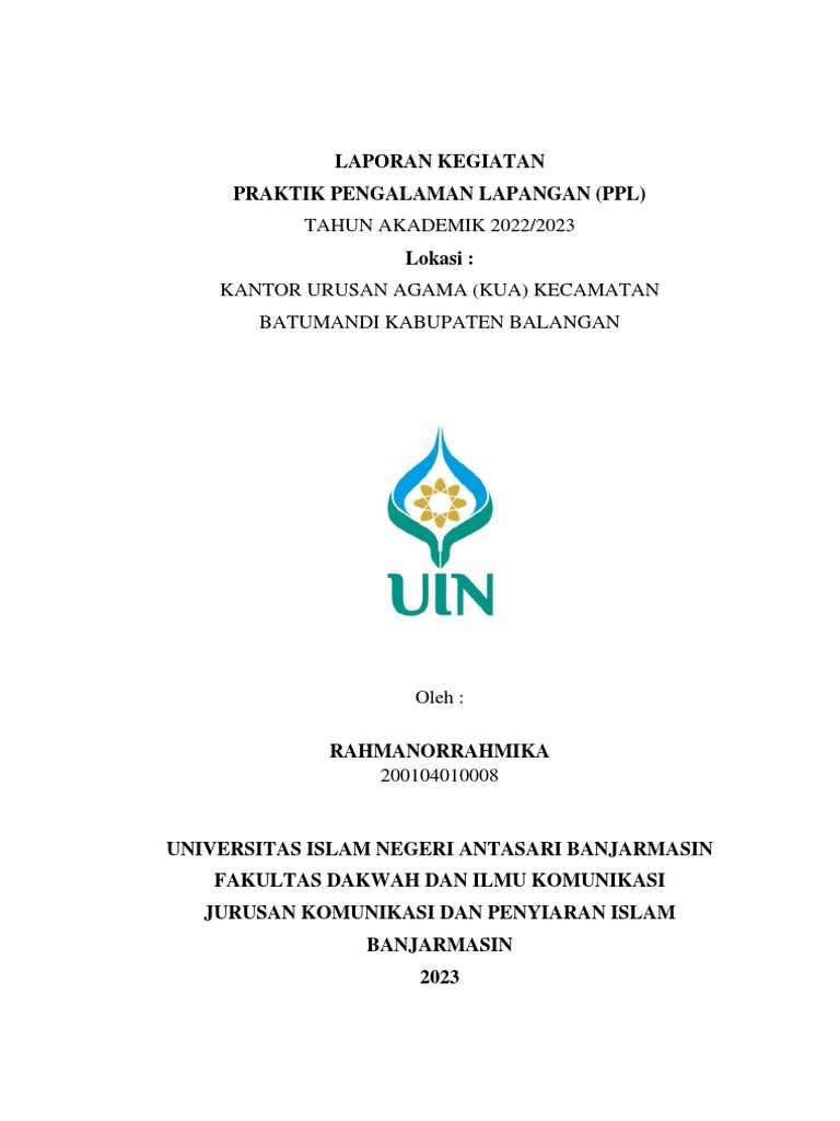 Contoh Laporan PPL KUA | PDF