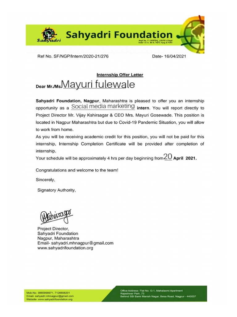 SMM Offer Letter | PDF