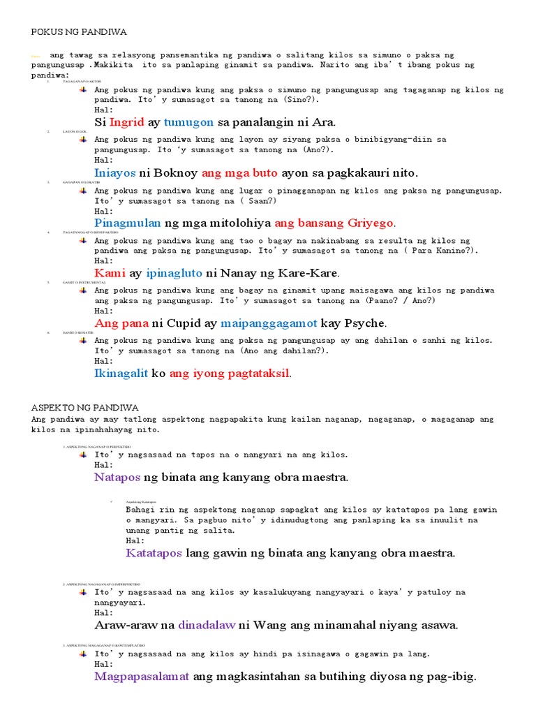 Handouts Pandiwa | PDF