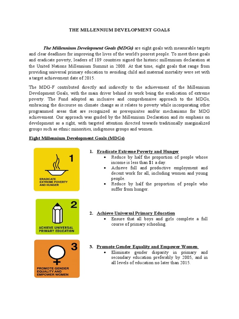 The Millennium Development Goals - Educ221 - Research | PDF ...
