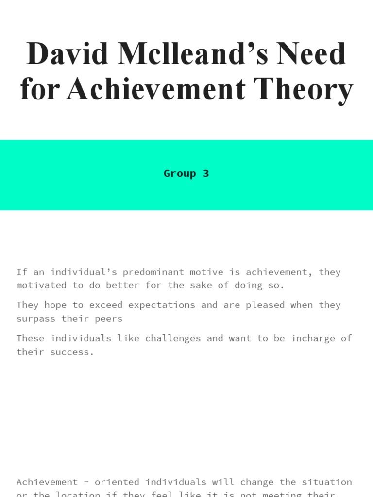 Understanding Achievement Motivation Theory | PDF